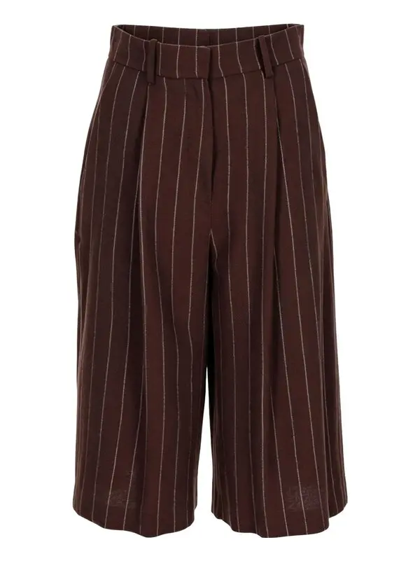 ALYSI Pinstriped Bermuda Shorts - Brown