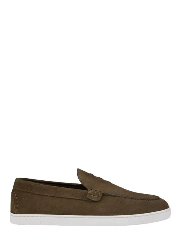 CHRISTIAN LOUBOUTIN Maison Suede Loafers With Embossed Logo And Rubber Sole - Green