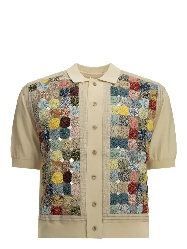 Kapital Short-sleeved Knit Cardigan With 'yo-yo' Quilting - No