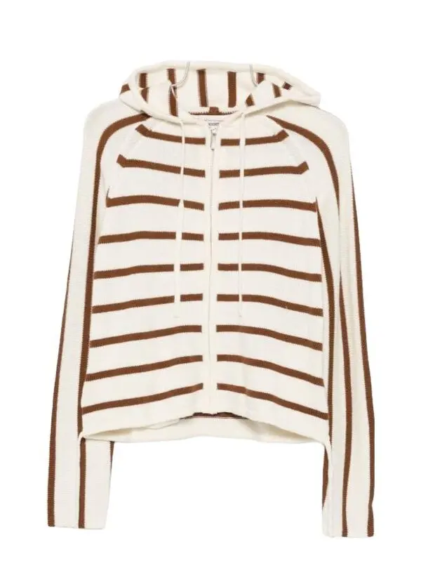 SEMICOUTURE Striped Zip-up Hoodie - White