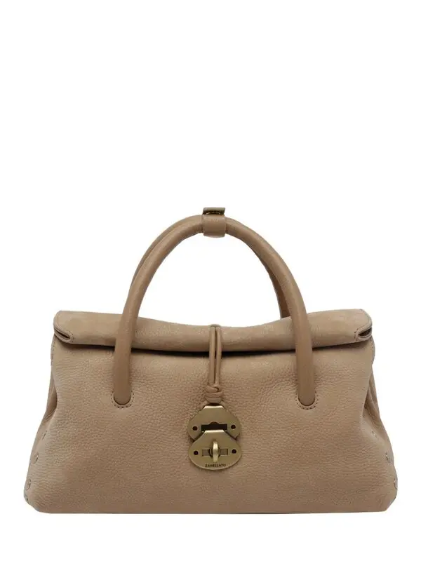 ZANELLATO Logo Engraved Twist Lock Small Handbag - Beige