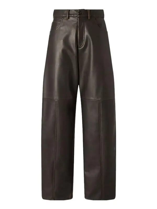 Pinko Nappa Leather-effect Panelled Trousers - Brown