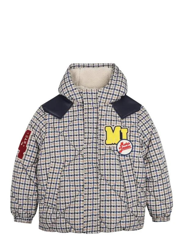 Marc Jacobs Houndstooth Quilted Logo Patch Jacket - Beige