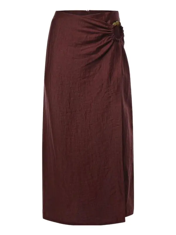 OTTOD'AME Draped Ring-detail Skirt - Wine Red