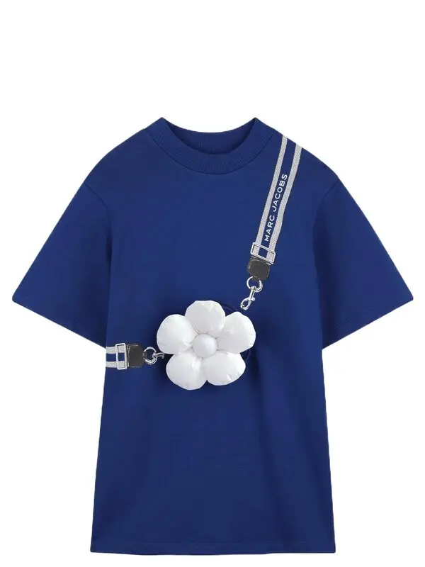 Marc Jacobs Flower Appliqué Short Sleeve Dress - Blue