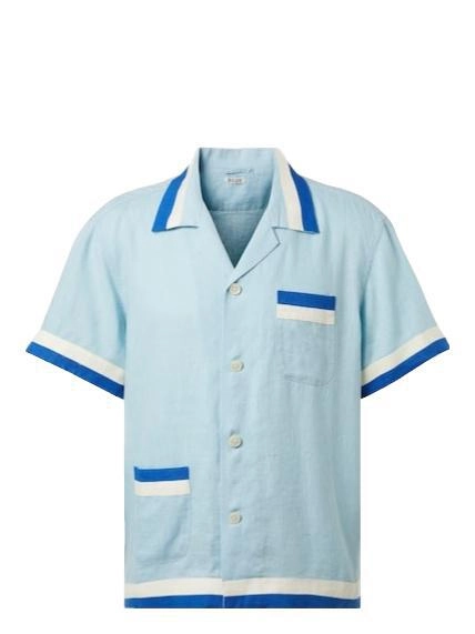 BODE Seedling Stripe Linen Shirt - Blue