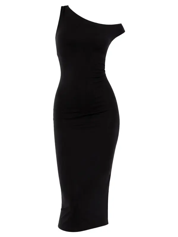 Patrizia Pepe One-shoulder Stretch Midi Dress - Black