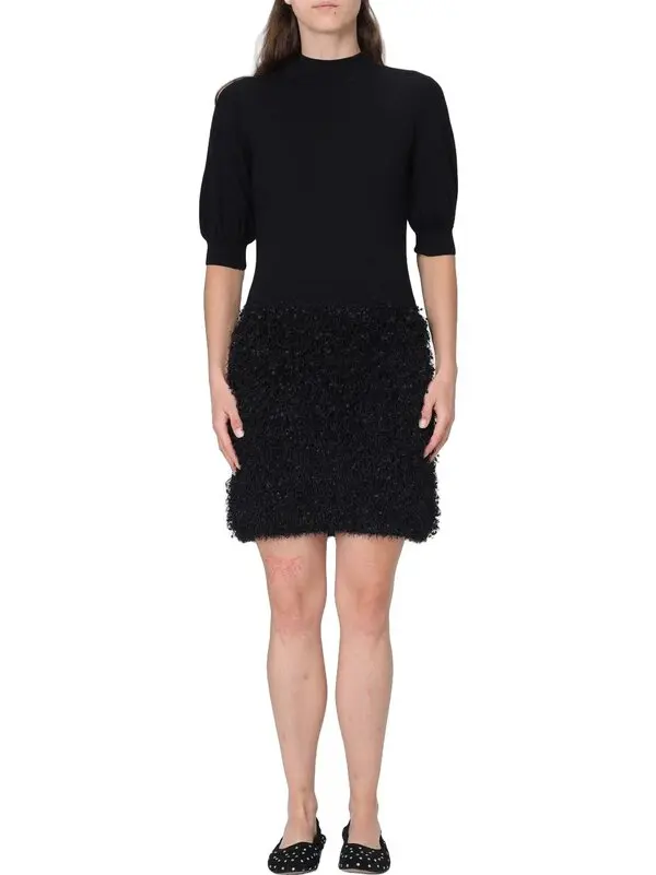 TWINSET Short-sleeved Knit Mini Sheath Dress - Black