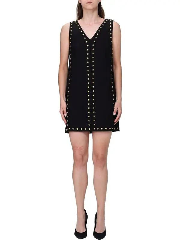 Michael Kors Off-the-shoulder Studded Crêpe Sheath Gown - Black