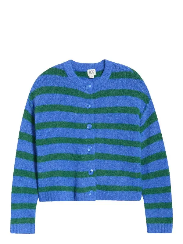 BDG URBAN OUTFITTERS Striped Crew Neck Cardigan - Blue Stripe
