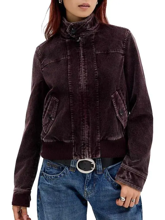 BDG URBAN OUTFITTERS Roxy Corduroy Bomber Jacket - Wine