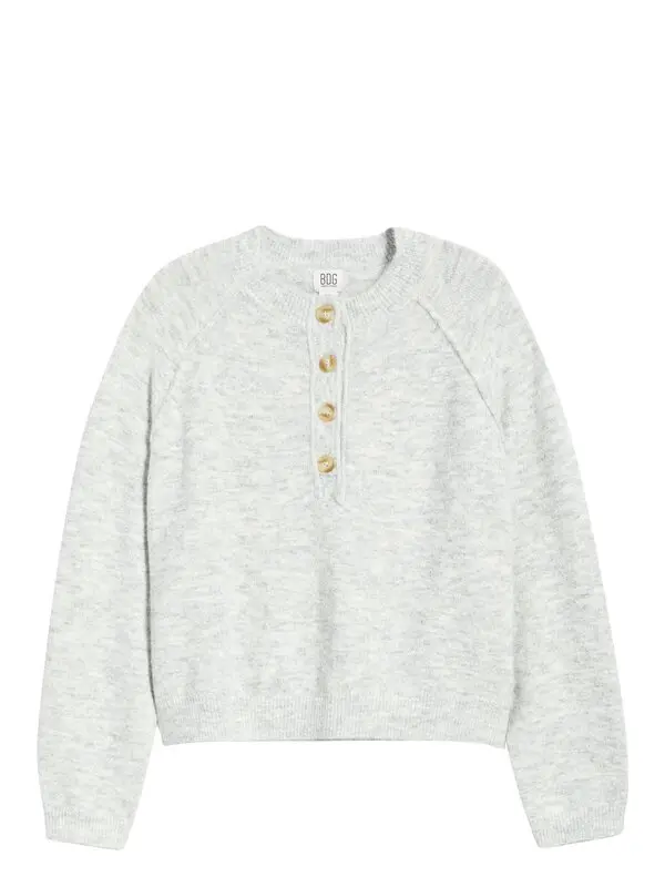 BDG URBAN OUTFITTERS Bdg Half Placket Crewneck Sweater - Grey