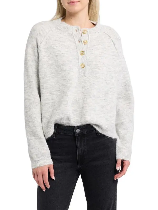 BDG URBAN OUTFITTERS Bdg Half Placket Crewneck Sweater - Grey