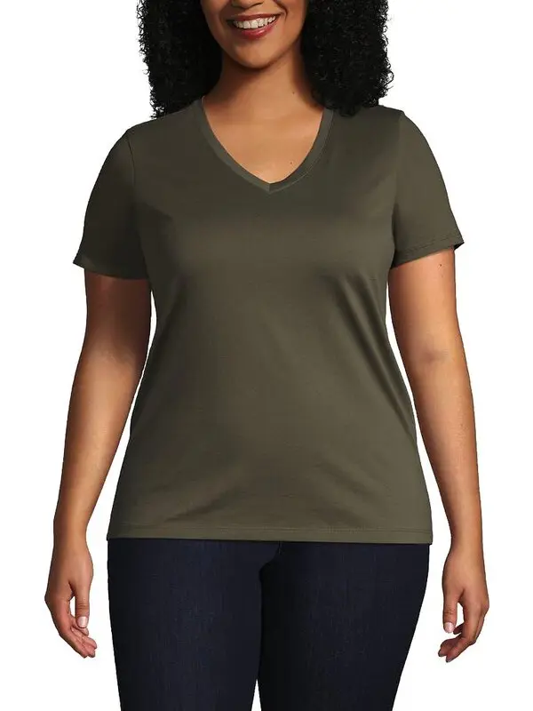LANDS' END Supima Cotton V-neck T-shirt - Forest Moss