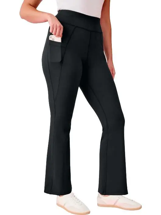 Roaman's Soft Sculpt Side Pocket Yoga Pants - Black
