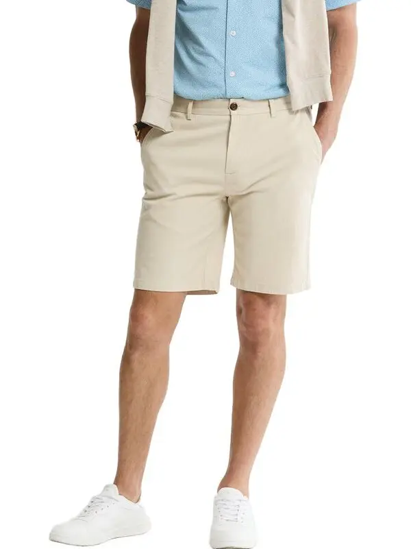 JACHS Cotton & Silk Blend Stretch Shorts - Tan