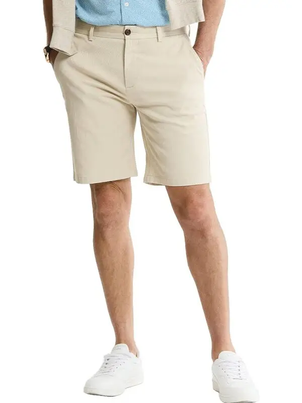 JACHS Cotton & Silk Blend Stretch Shorts - Tan