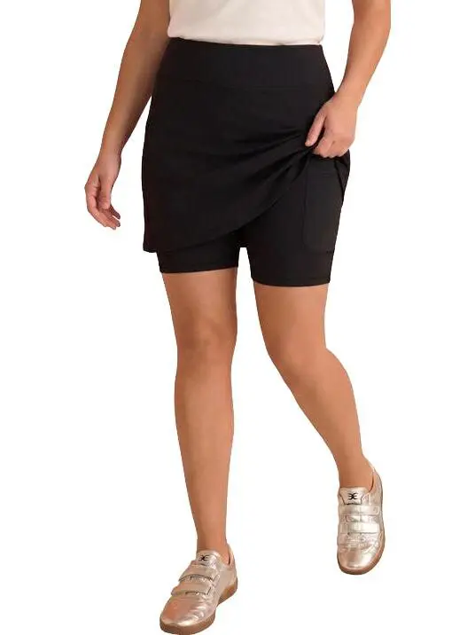 Roaman's Soft Sculpt A-line Skort - Black