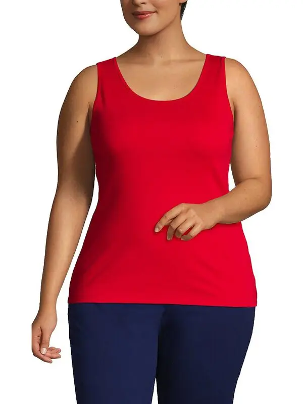 LANDS' END Cotton Tank Top - Compass Red