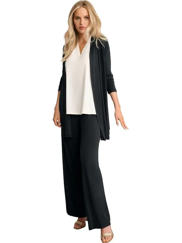Roaman's Ultrasmooth® Fabric Long Sleeve Cardigan - Black