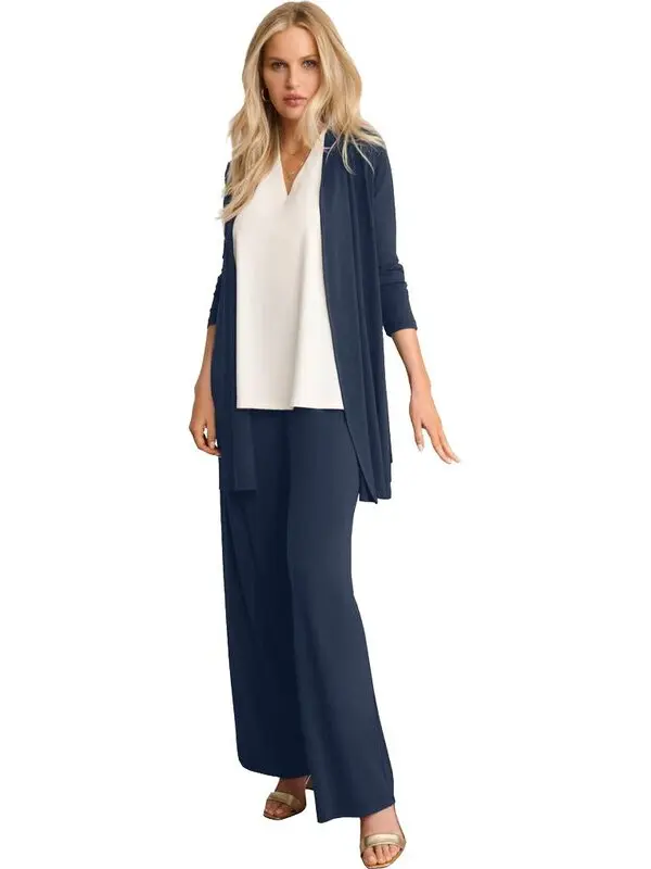 Roaman's Ultrasmooth® Fabric Long Sleeve Cardigan - Navy