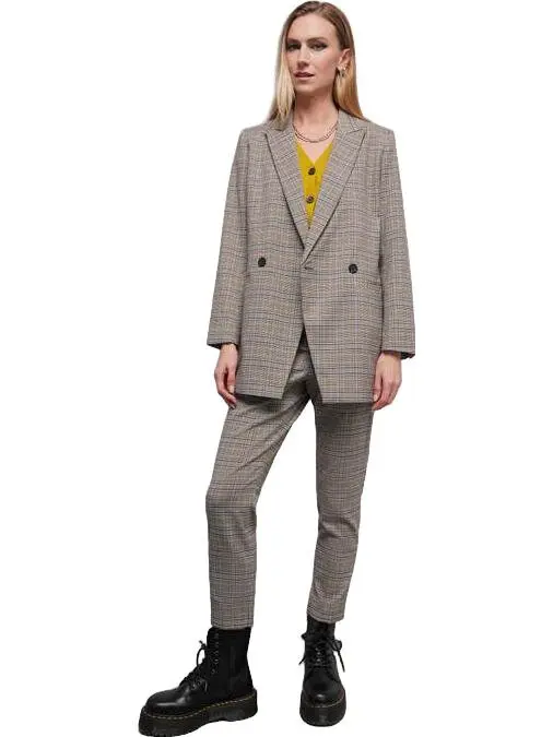 WILDFANG Empower Plaid Double Breasted Blazer - Mocha