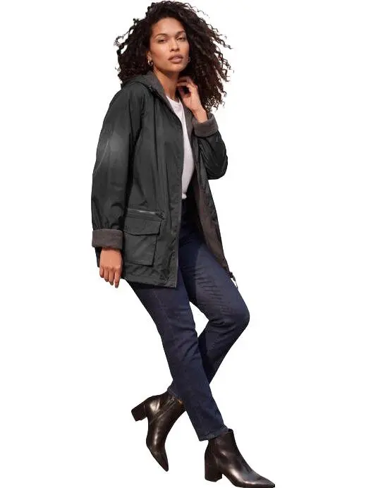 Roaman's Hooded Nylon Jacket - Black