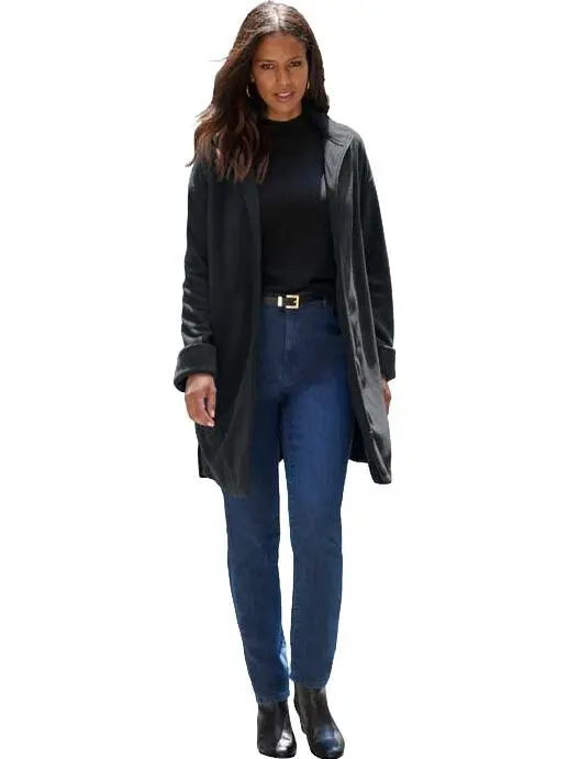 Roaman's Fleece Zip-up Coat - Black
