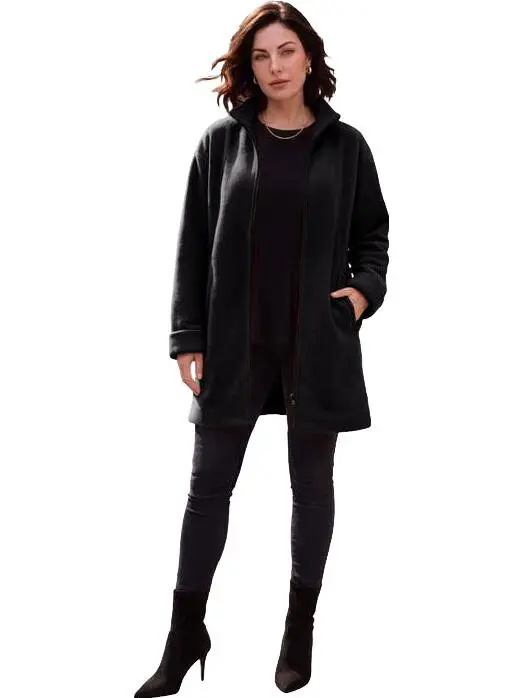 Roaman's Fleece Zip-up Coat - Black