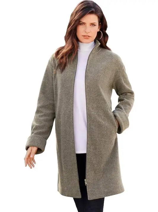 Roaman's Fleece Zip-up Coat - Medium Heather Grey