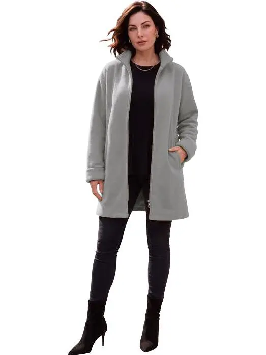 Roaman's Fleece Zip-up Coat - Medium Heather Grey