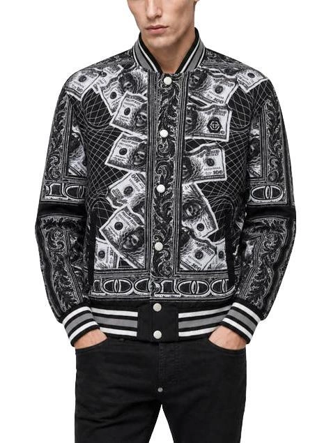 Philipp Plein Skull Dollar Nylon Bomber Jacket - Black