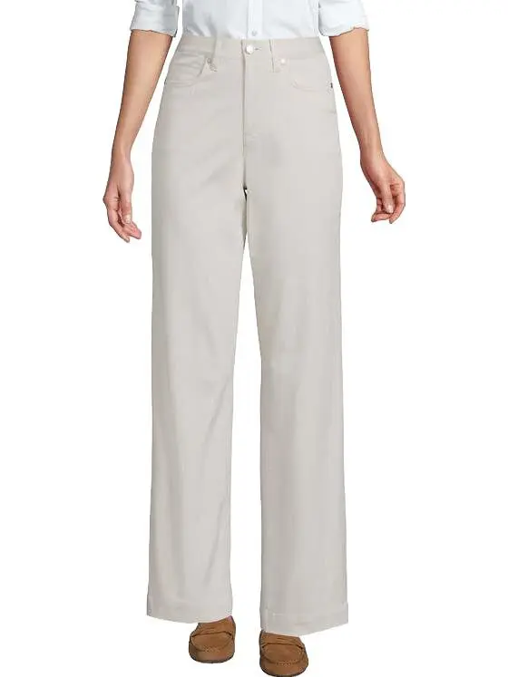 LANDS' END High Rise Wide Leg Chino Pants - Light Stone