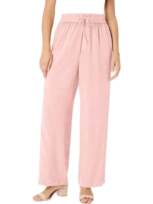 Roaman's Acid Wash Wide Leg Pants - Soft Blush