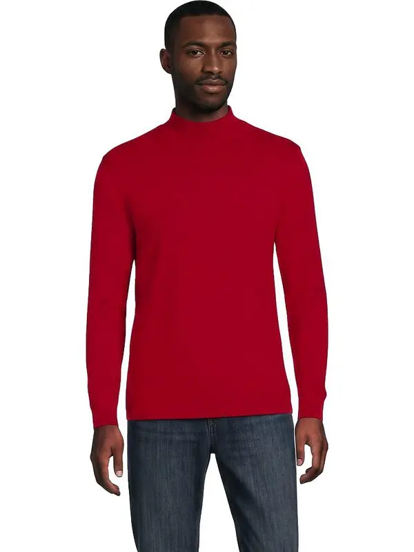 LANDS' END Super-t Mock Turtleneck - Rich Red