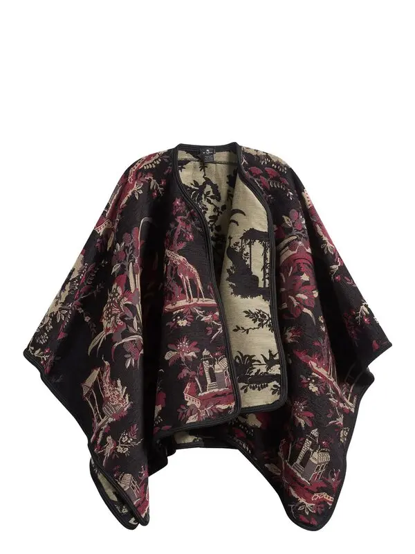 Etro Reversible Jacquard Cape - Black