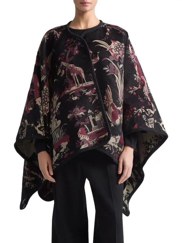 Etro Reversible Jacquard Cape - Black