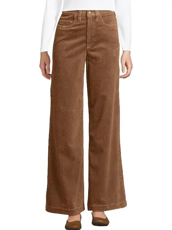 LANDS' END High Rise Wide Leg Pants - Maple Toffee