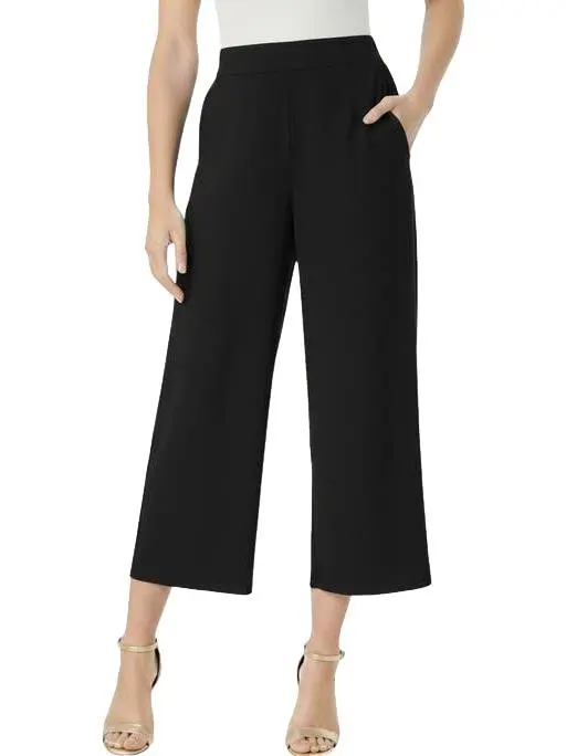 Roaman's Ultra Drape Wide Leg Pull-on Capri Pants - Black