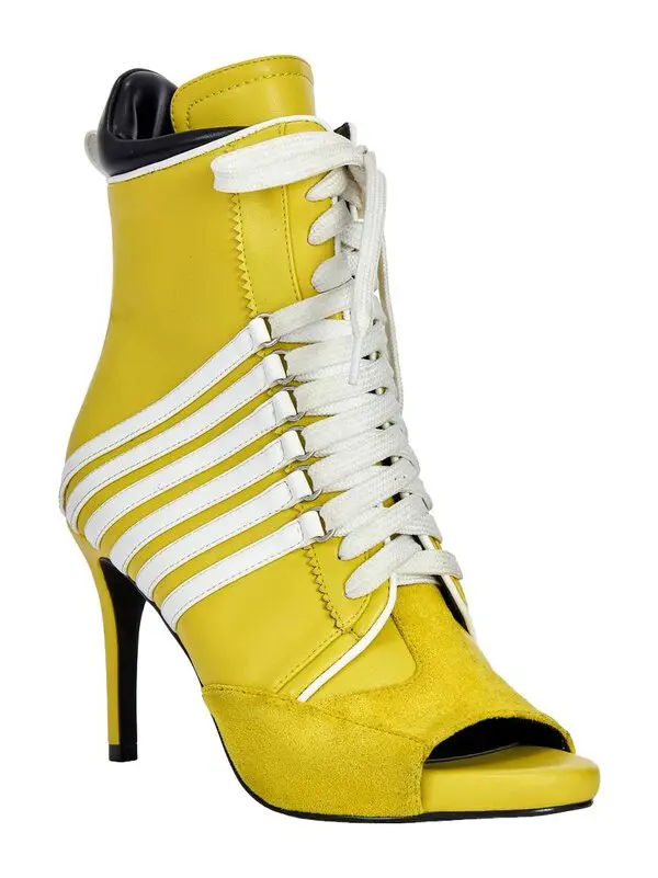 AZALEA WANG Eleven Peep Toe Stiletto Bootie - Mustard