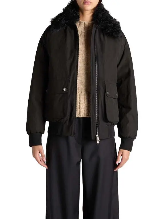 Moncler Shearling Collar Bomber Jacket - Black