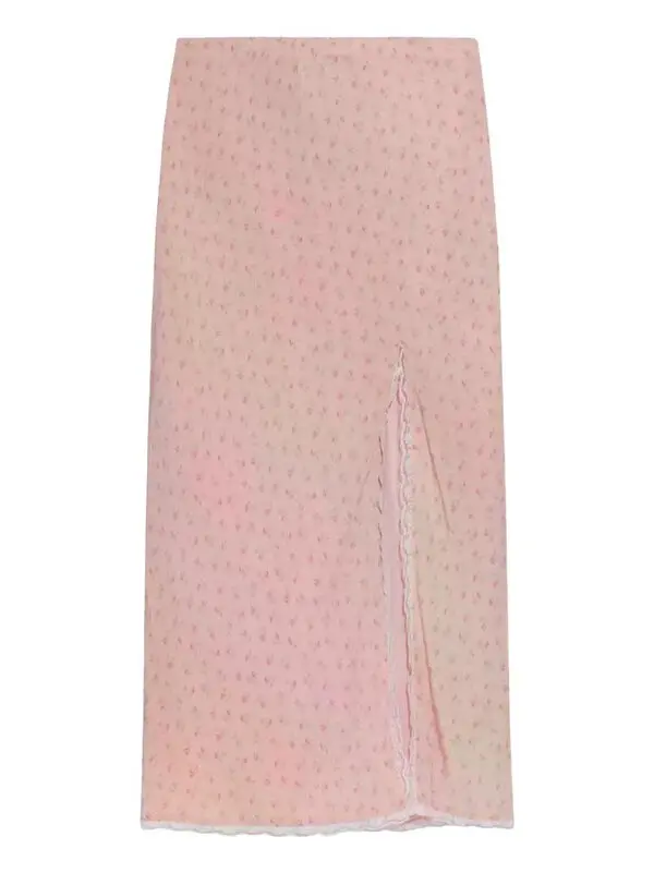 LoveShackFancy Silvia Floral-print Lace-trim Maxi Skirt - Pink