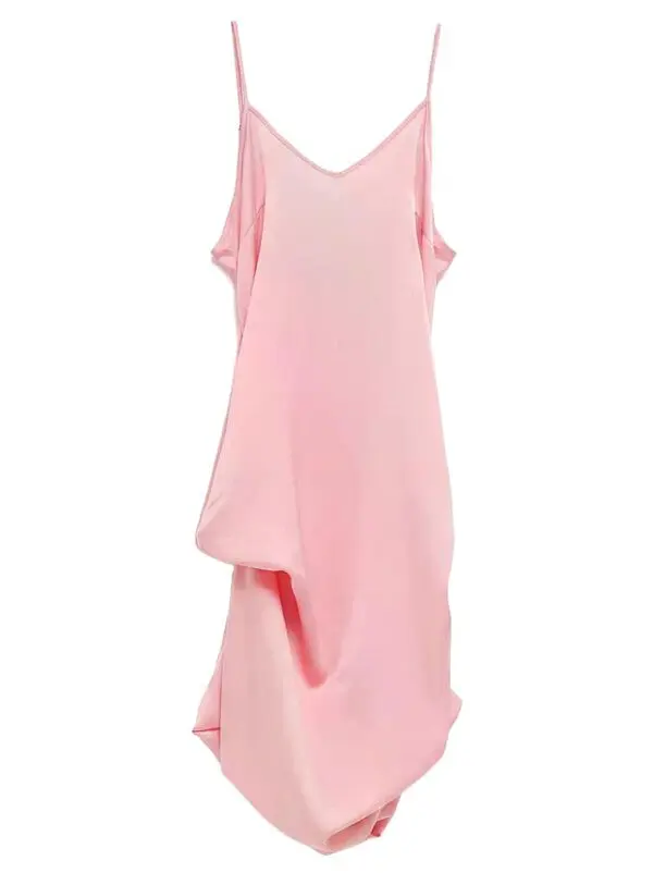 JULIE KEGELS Draped Asymmetric Midi Dress - Pink
