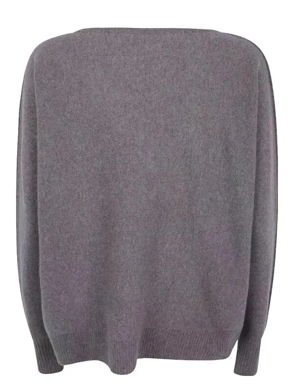 D.exterior Boat Neck Sweater With Chain-link Trim - Brown