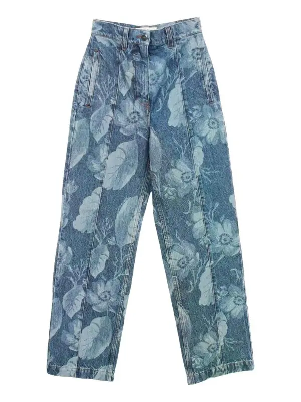 Fendi Floral Print Denim Jeans - Blue