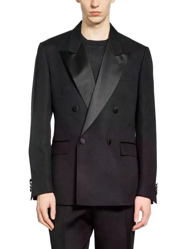 LARDINI Double-breasted Peak-lapel Suit - Black