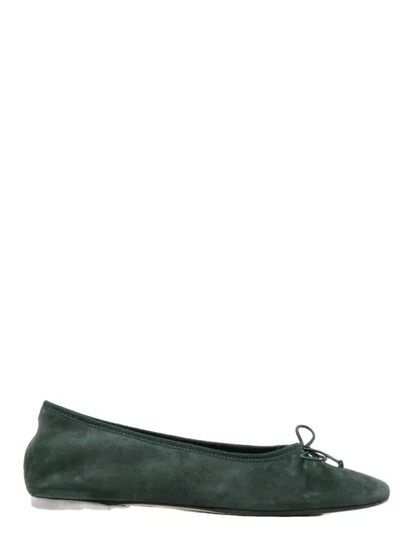 AeydĒ Suede Ballet Flats With Bow Detailing - Green