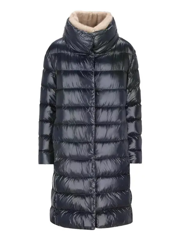 Herno Long-sleeve Quilted Coat With Funnel Neck - Blue