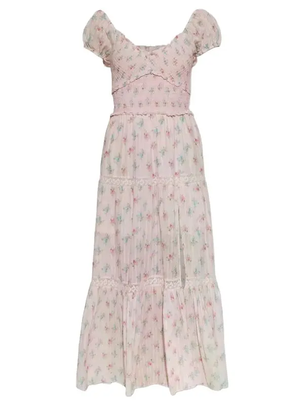LoveShackFancy Amandla Floral-print Tiered Maxi Dress - Pink