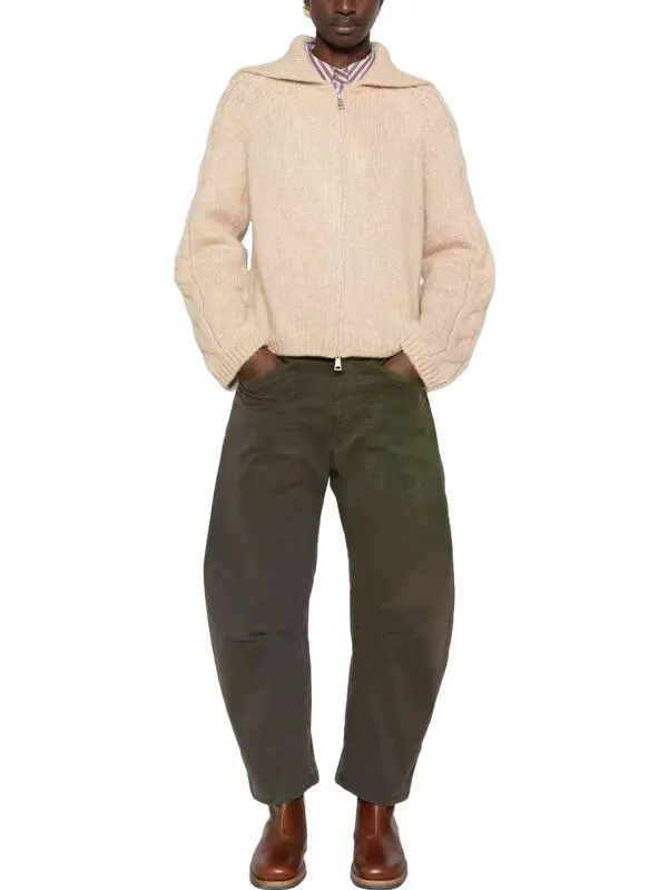 Moncler Cable-knit Zip-up Sweater - Neutrals